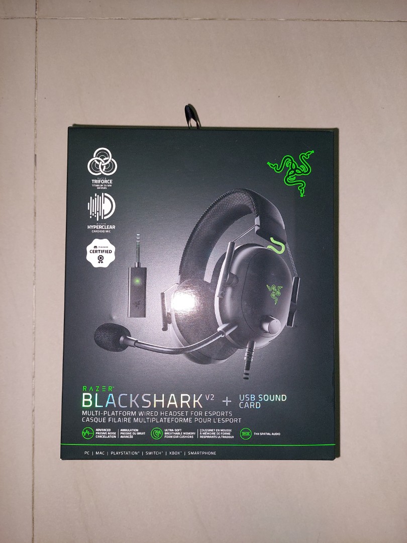 Razer BlackShark V2 + USB Sound Card, Audio, Headphones & Headsets on ...
