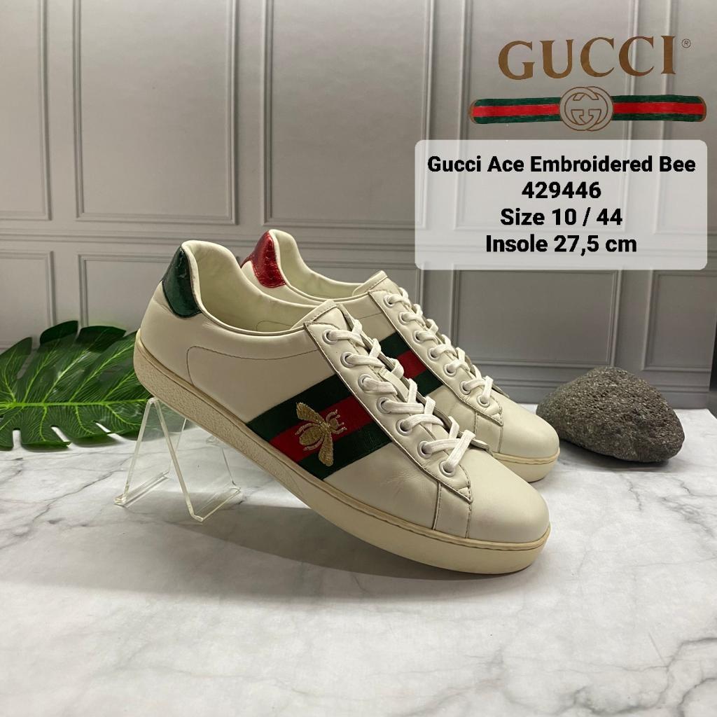 Sepatu Gucci 429446 Ace Embroidered Bee Size 44, Fesyen Pria, Sepatu ...