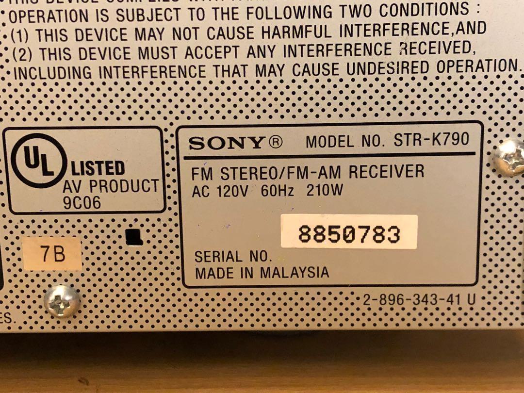 Sony STR-K790 5.1 Silver 800W Home Theater Dolby Digital DTS AM/FM ...