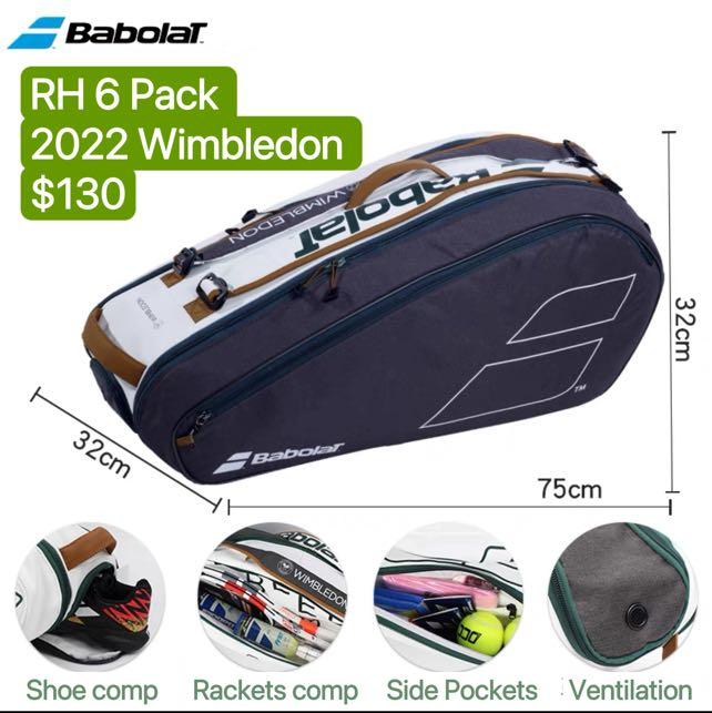 2022 Babolat Pure Wimbledon Tennis Bag Backpack AXS RH 6 Pack RH 12 ...