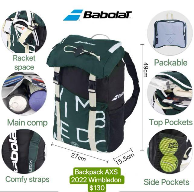 2022 Babolat Pure Wimbledon Tennis Bag Backpack AXS RH 6 Pack RH 12 ...