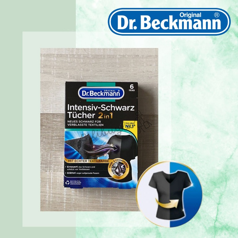 德國直送 Dr. Beckmann 鎖色補色防起球洗衣紙 (6片裝) - 黑色, 傢俬＆家居, 家居清潔及護理用品, 清潔工具 - Carousell