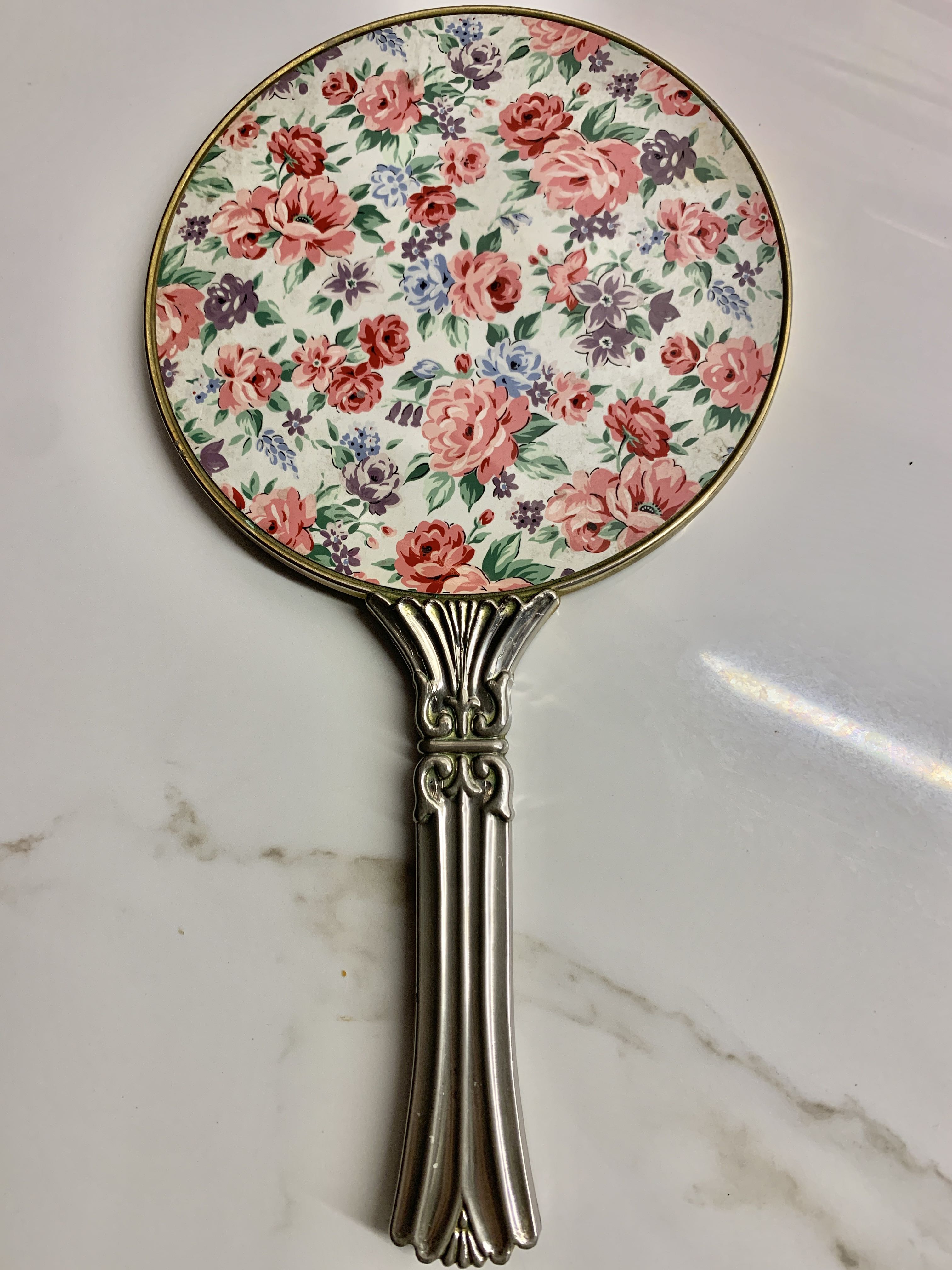 Antique Rose Hand Mirror | Vintage Handheld Mirror | Elegant Vintage ...