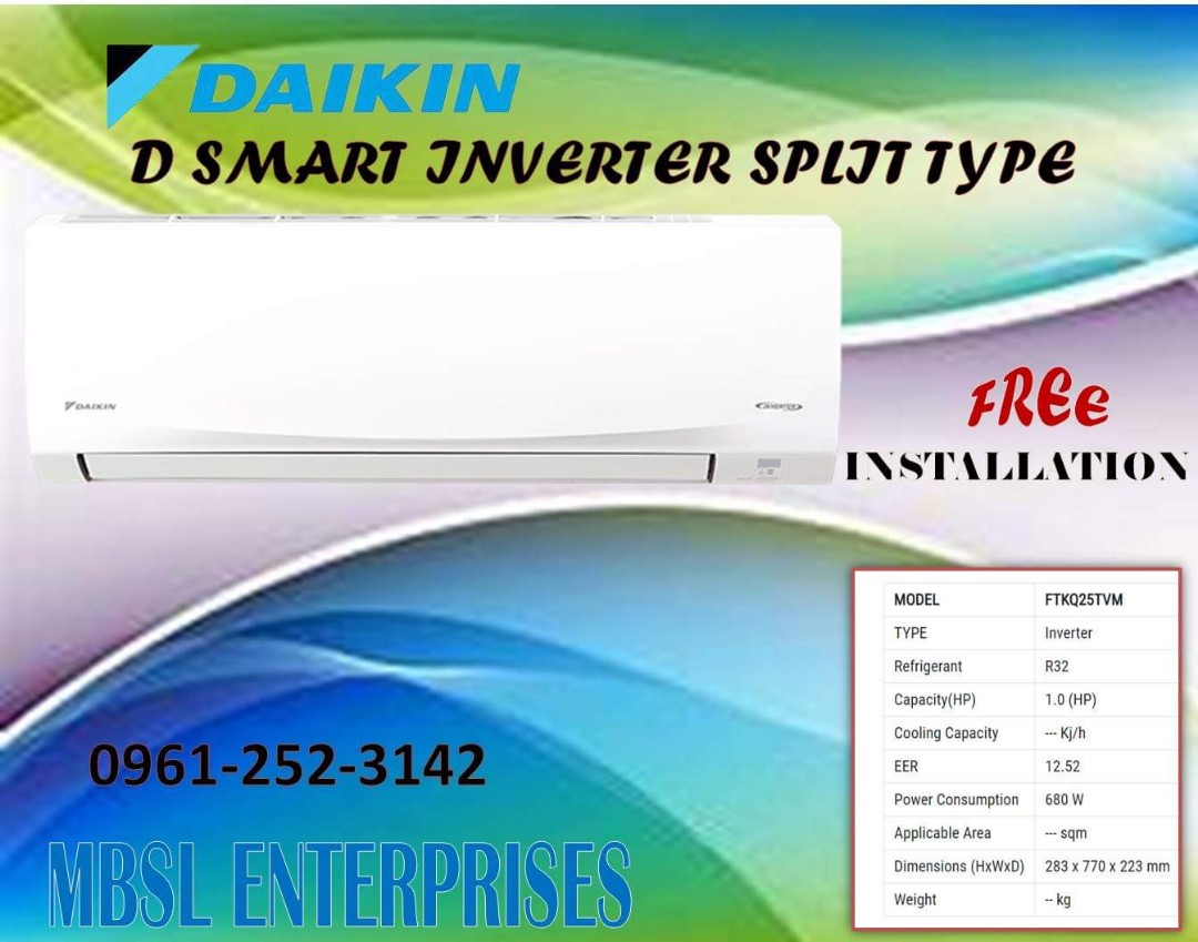 Daikin Smart Inverter Split Type With Free Installation, TV & Home ...