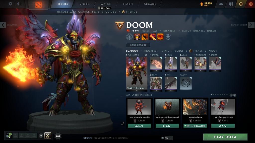Dota 2 Wrath of the Fallen Doom International 2020 collector cache set ...