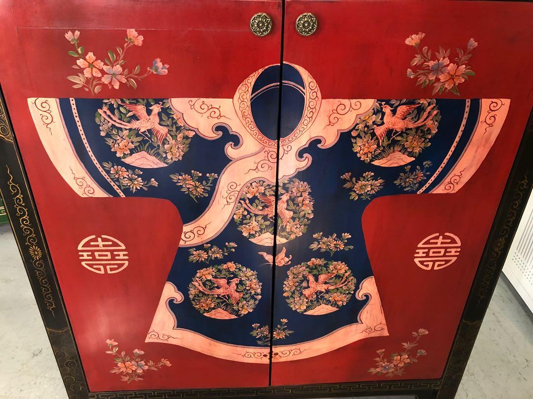 Hand Painted Empress Costume Cabinet (Red), Furniture & Home Living ...