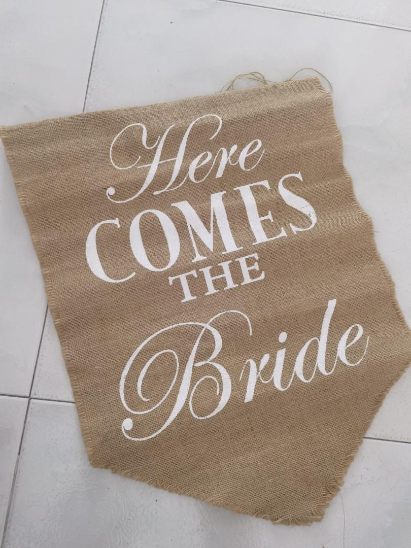 Here comes the Bride Banner, Hobbies & Toys, Stationery & Craft ...