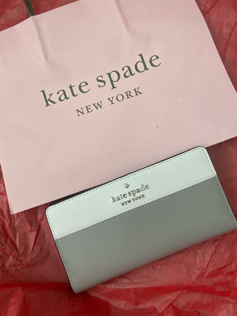 Kate spade wallet saffiano leather (grey and white colour block ...