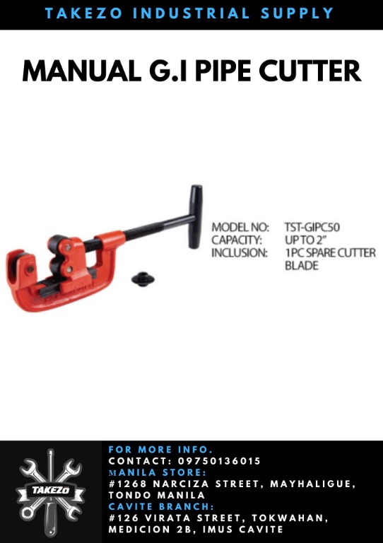 Manual G.I Pipe Cutter, Commercial & Industrial, Industrial Equipment ...