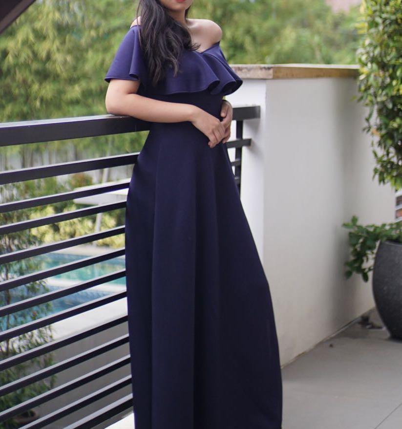 Midnight blue pre-debut long dress/gown, Women's Fashion, Dresses ...
