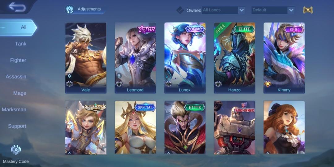 Mlbb acc Megatron,zodiacs,epics,legend spin,limited skins many, Video ...