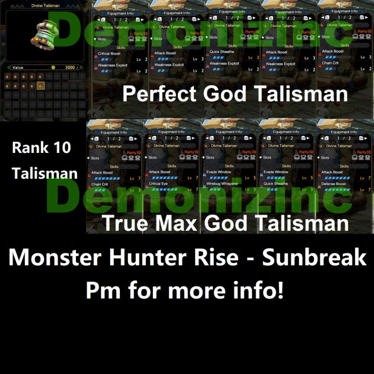 Monster Hunter Rise Sunbreak Talisman Mod & Edit Perfect God Talisman ...