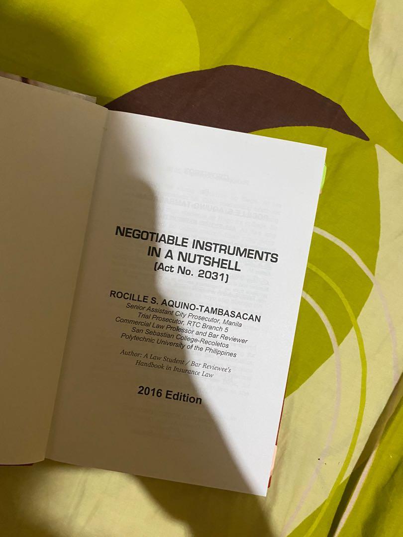 Negotiable Instruments Law by Tambacasan, Hobbies & Toys, Books ...