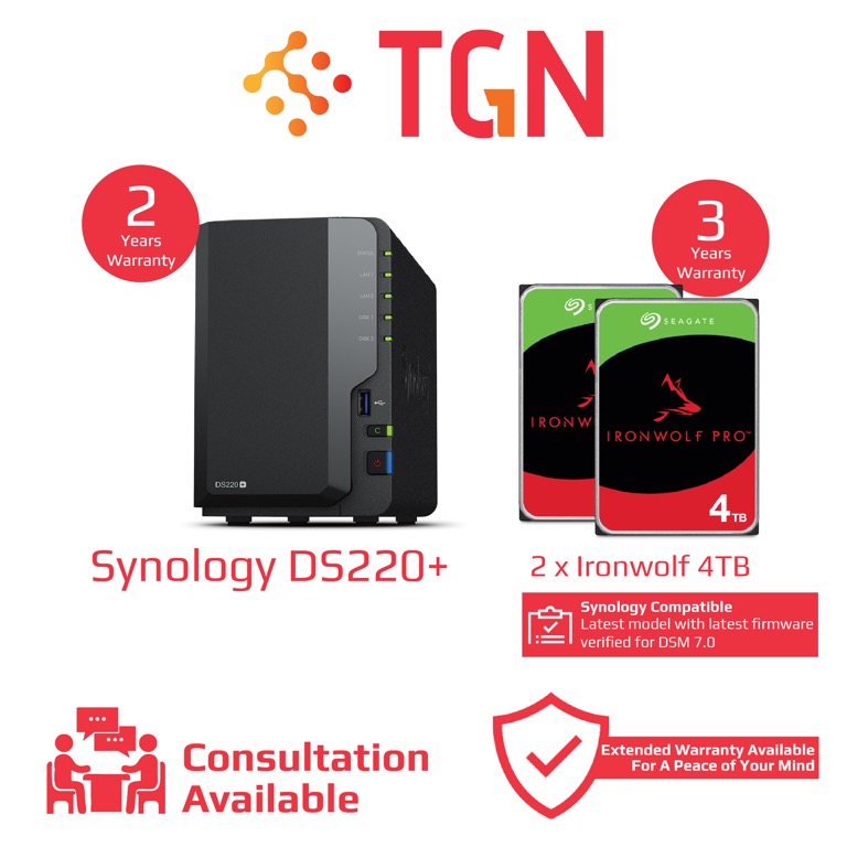 Synology DS220+ Bundle With 2 Ironwolf 4TB, Computers & Tech, Parts ...