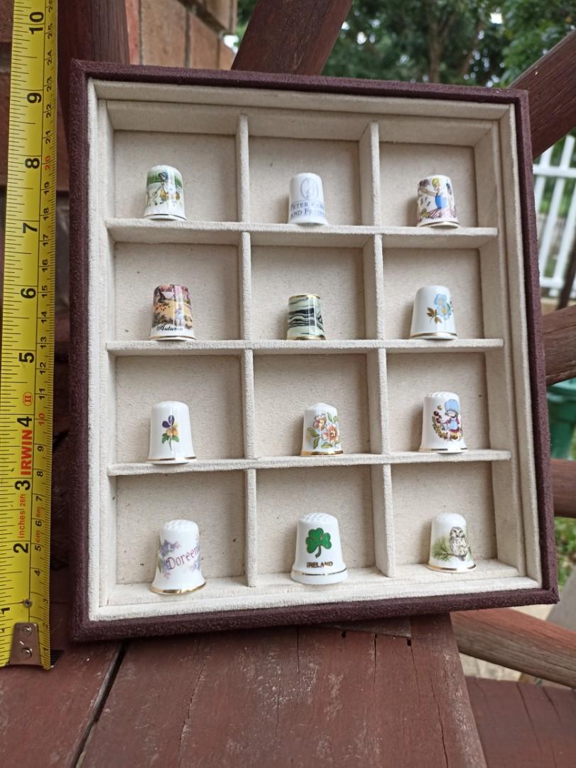 Vintage 12-Piece Thimbles Collection In A Wall Display Case, Hobbies ...