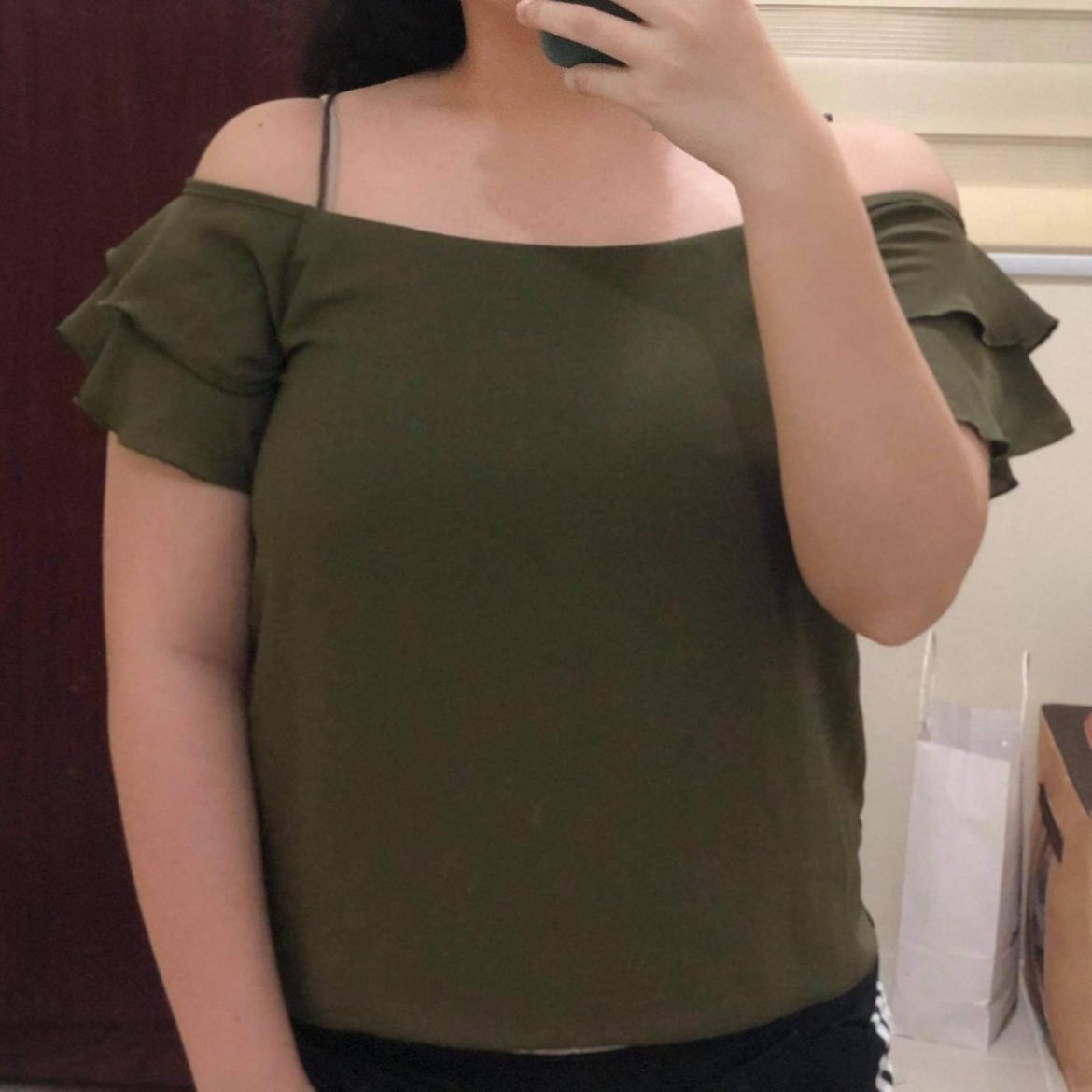 Army Green Top, Women's Fashion, Tops, Blouses on Carousell