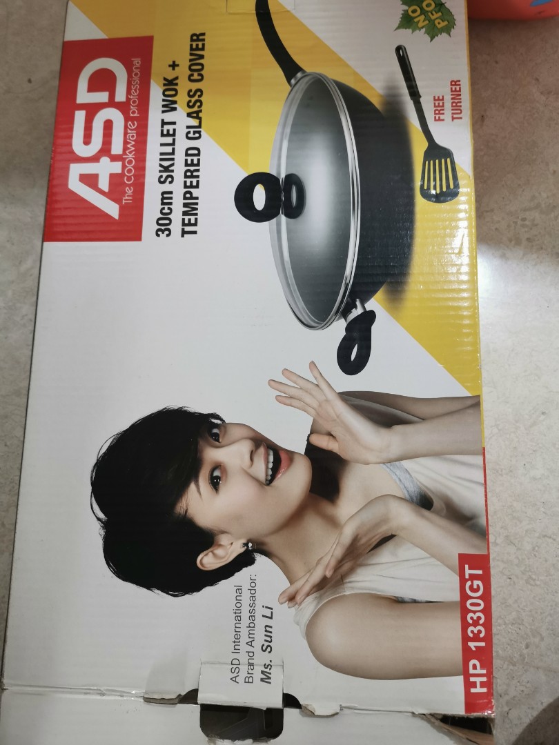 ASD 30cm frying pan frying wok with lid, Furniture & Home Living ...
