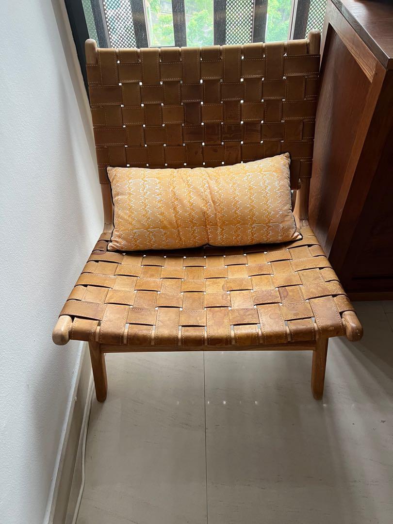 Beautiful leather weaved chair, Furniture & Home Living, Furniture ...