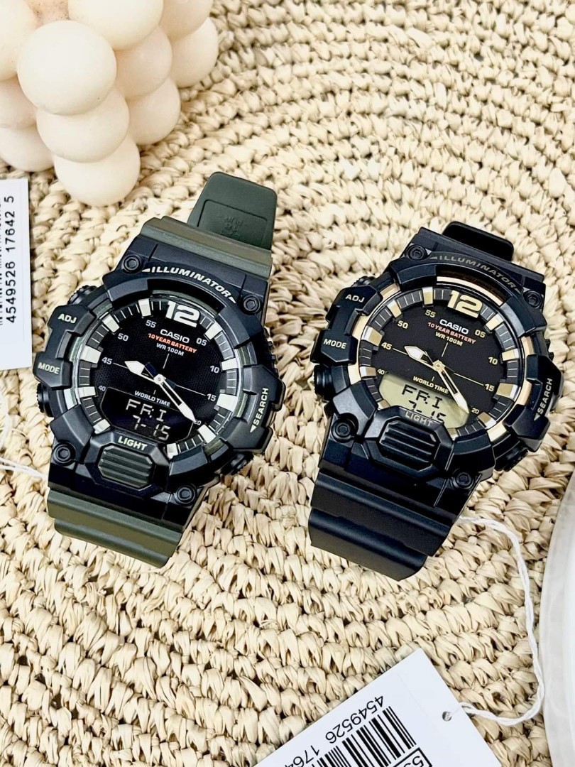 Casio resin strap 100 meter telememo world time watch for men, Men's ...