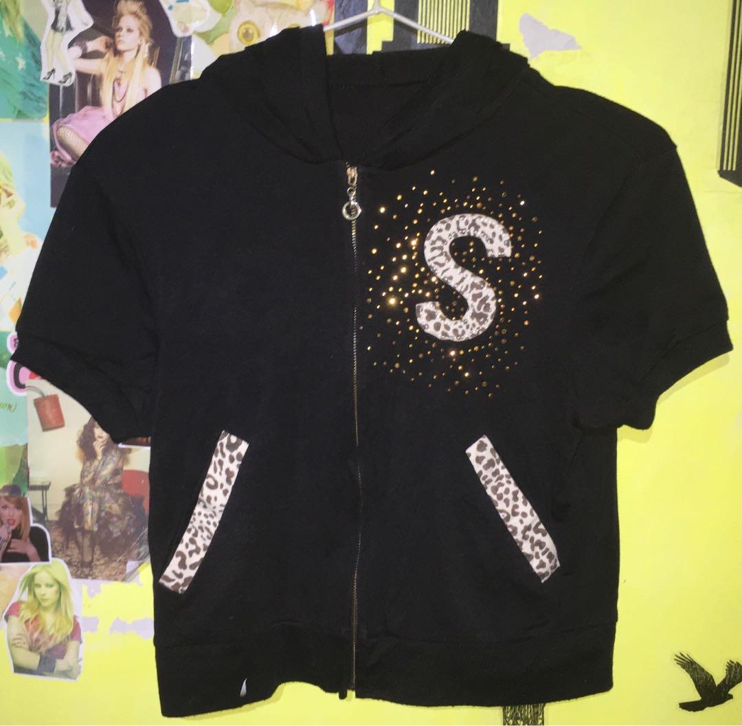Cute y2k cropped rhinestones hoodie/y2k/mcbling/2000s/grunge/emo ...