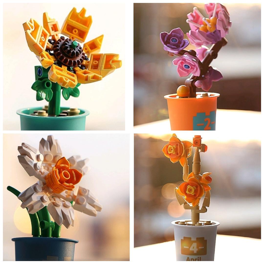 DIY Eternal pink rose lego red rose lego flower lego building blocks ...