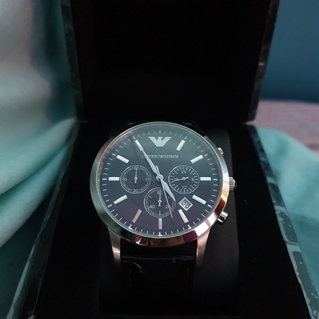 Emporio Armani Classic Chronograph Black and Silver men's Watch (Model ...