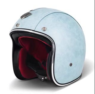 Light Blue Motorcycle Helmet Three Button Retro Open Face Vespa Bike ...