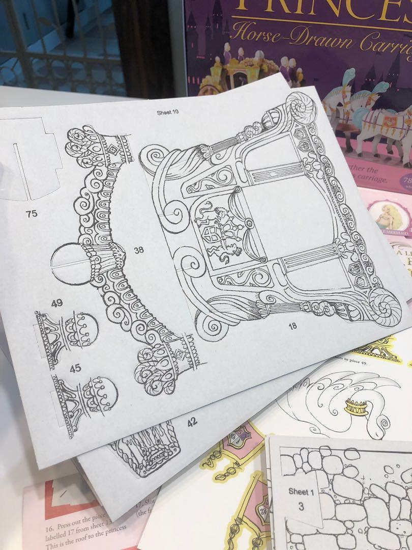 Princess Horse Drawn Carriage - Press Out; Colour; Play, Hobbies & Toys ...