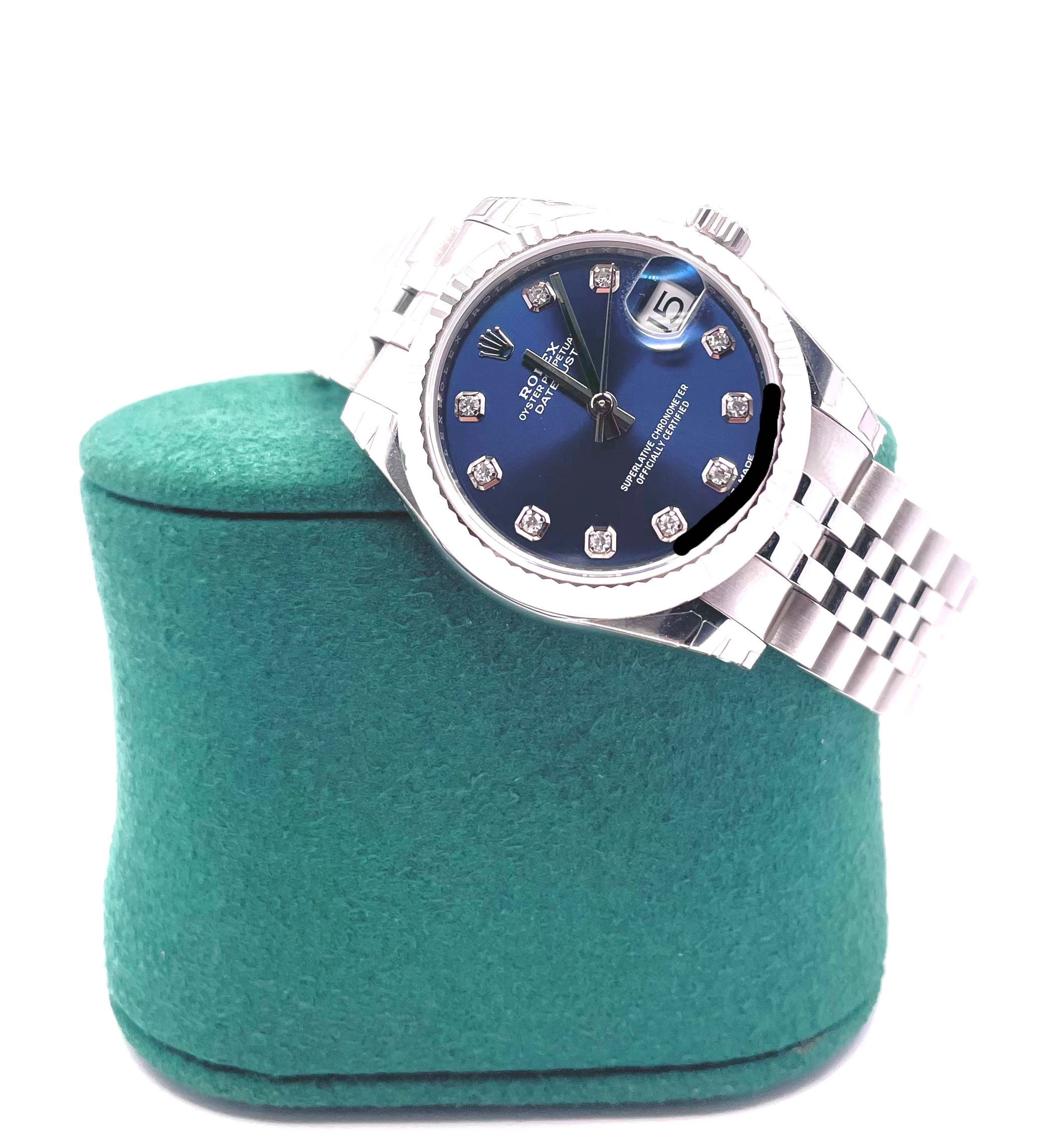 Rolex 178274 DateJust Blue Diamond Index Dial 31mm, Luxury, Watches on ...