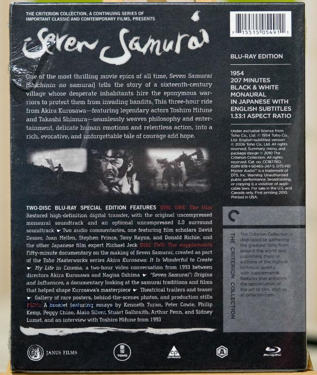 Seven Samurai (The Criterion Collection) Blu-ray, Hobbies & Toys, Music ...