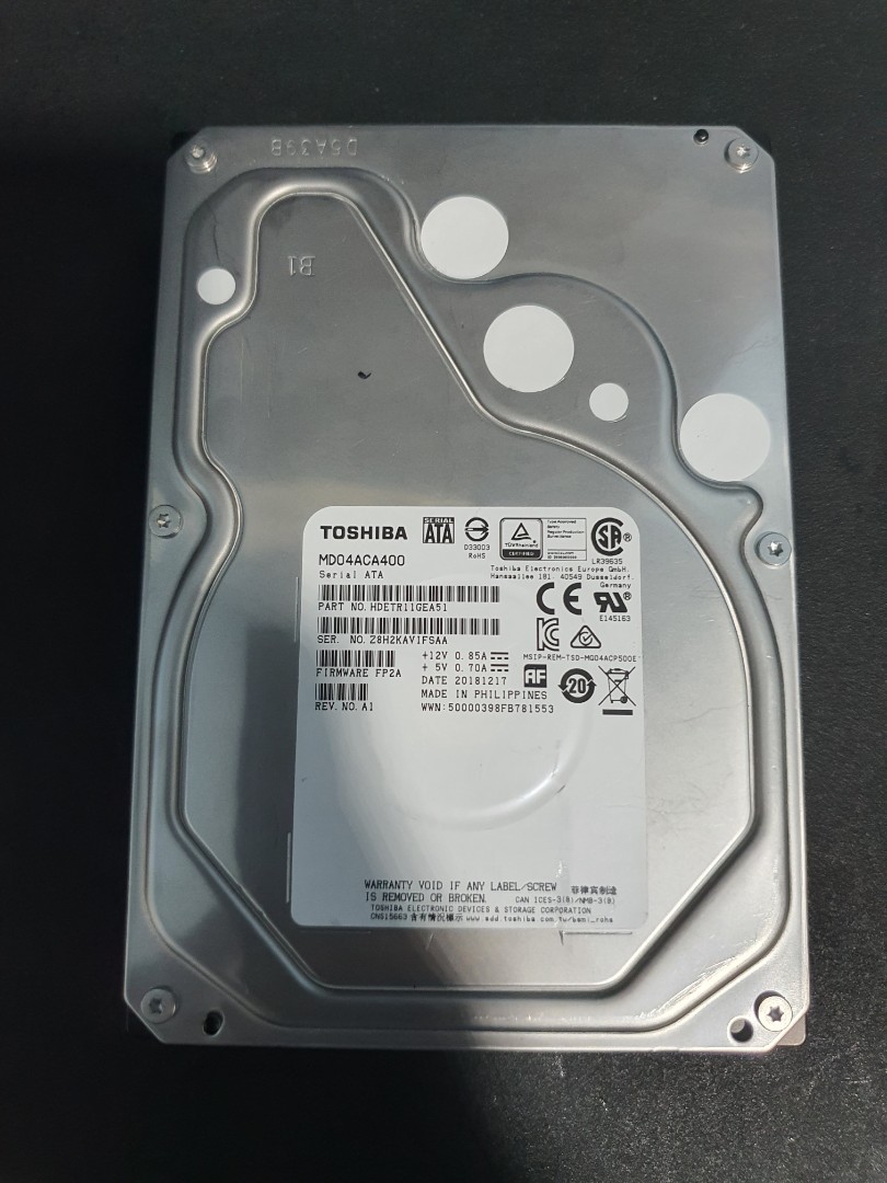 Toshiba HDD 4 TB -- 3.5 inch, Computers & Tech, Parts & Accessories ...