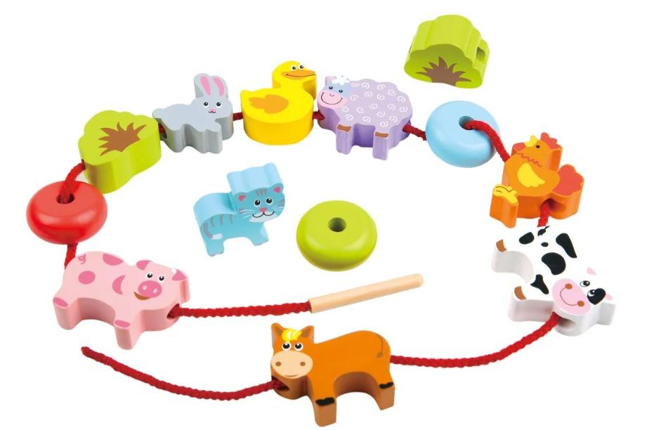 Wooden Threading Educational Farm Animals Toy Bello Lace And Thread ...