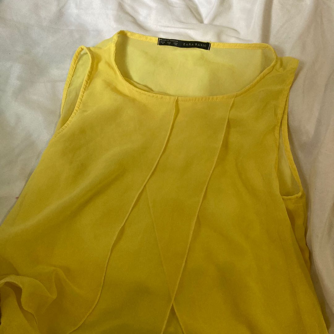 zara yellow top, Women's Fashion, Tops, Others Tops on Carousell