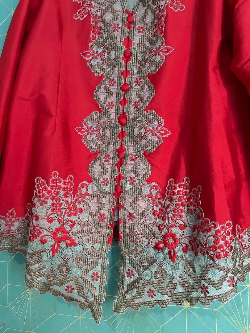 Baju kebaya merah vintage baju raya red kurung traditional tradisional ...