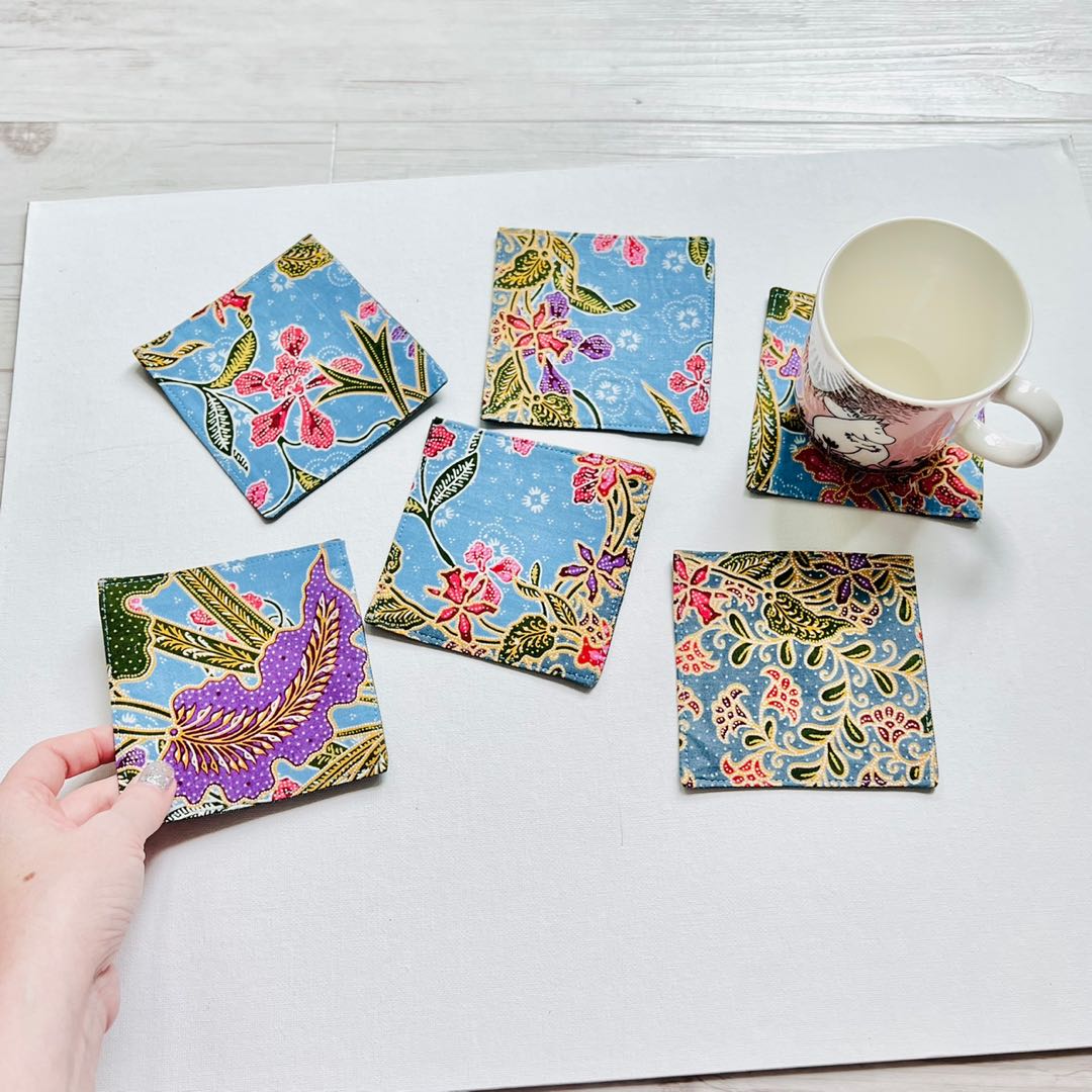 Batik Fabric Coasters Handmade in Singapore, Everything Else on Carousell