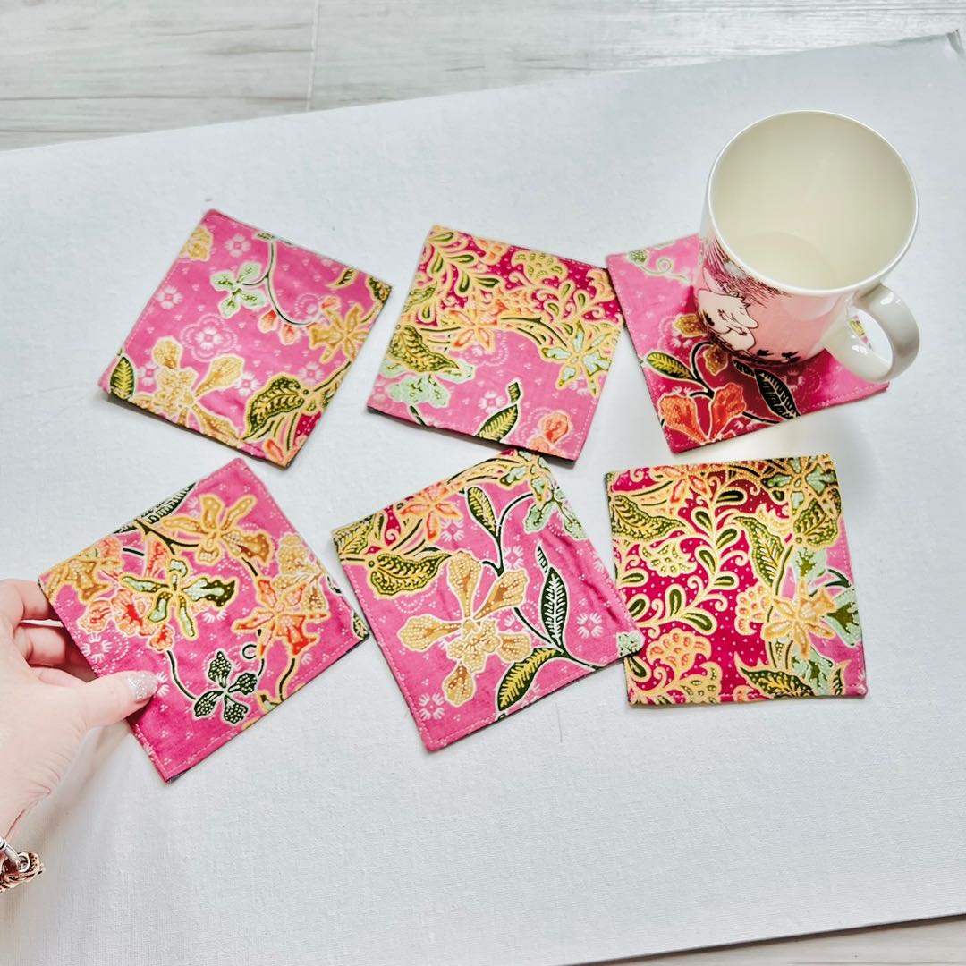 Batik Fabric Coasters Handmade in Singapore, Everything Else on Carousell