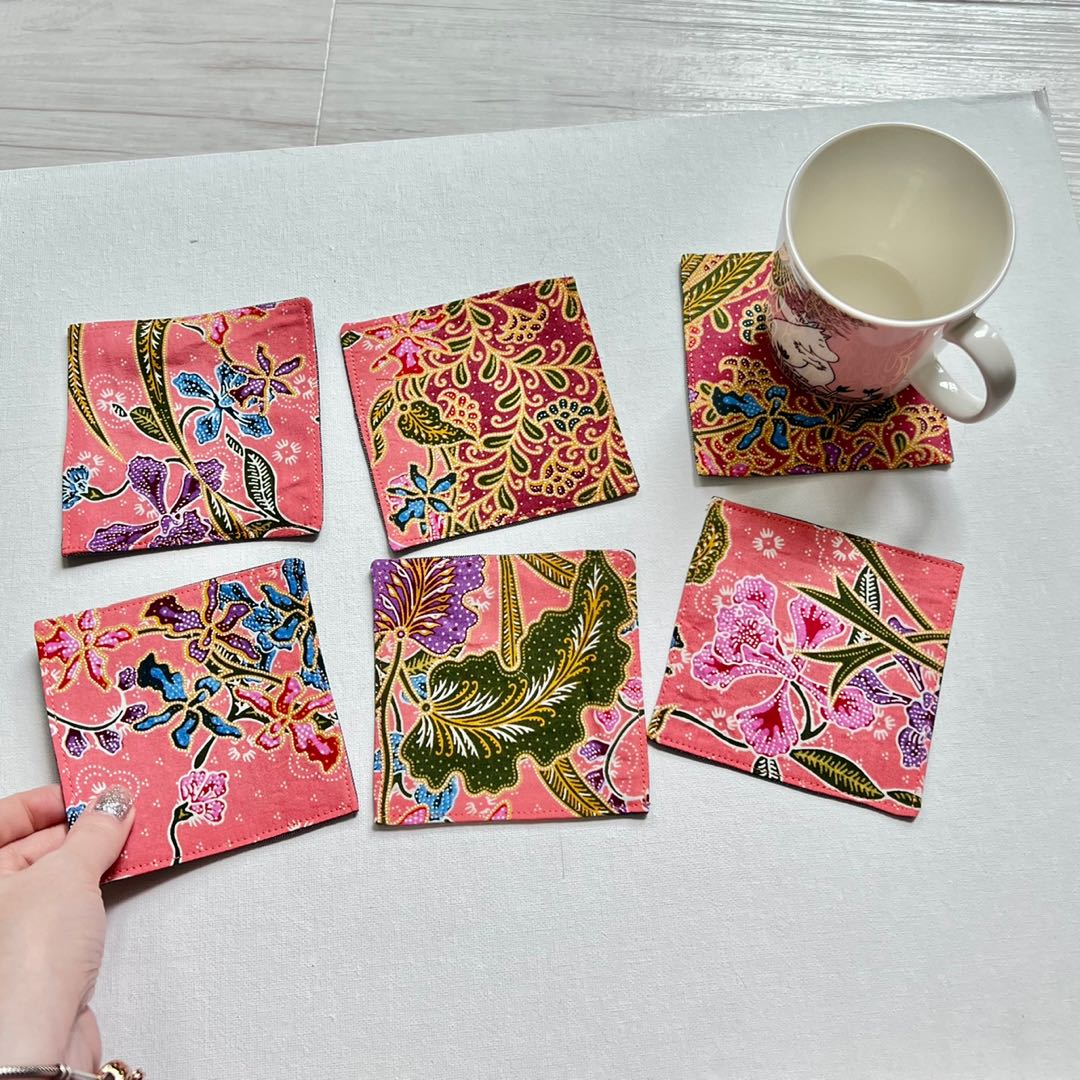 Batik Fabric Coasters Handmade in Singapore, Everything Else on Carousell