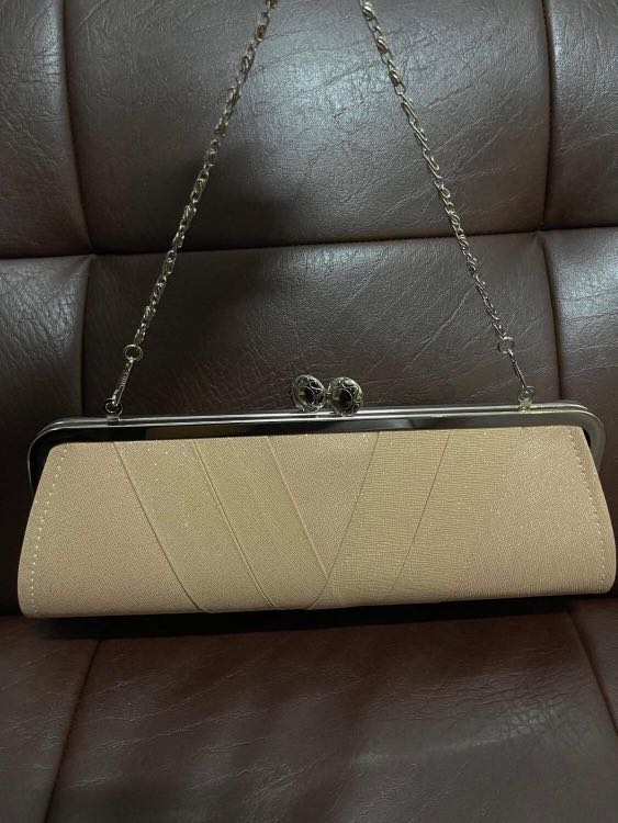 Beige Clutch Bag, Women's Fashion, Bags & Wallets, Clutches on Carousell
