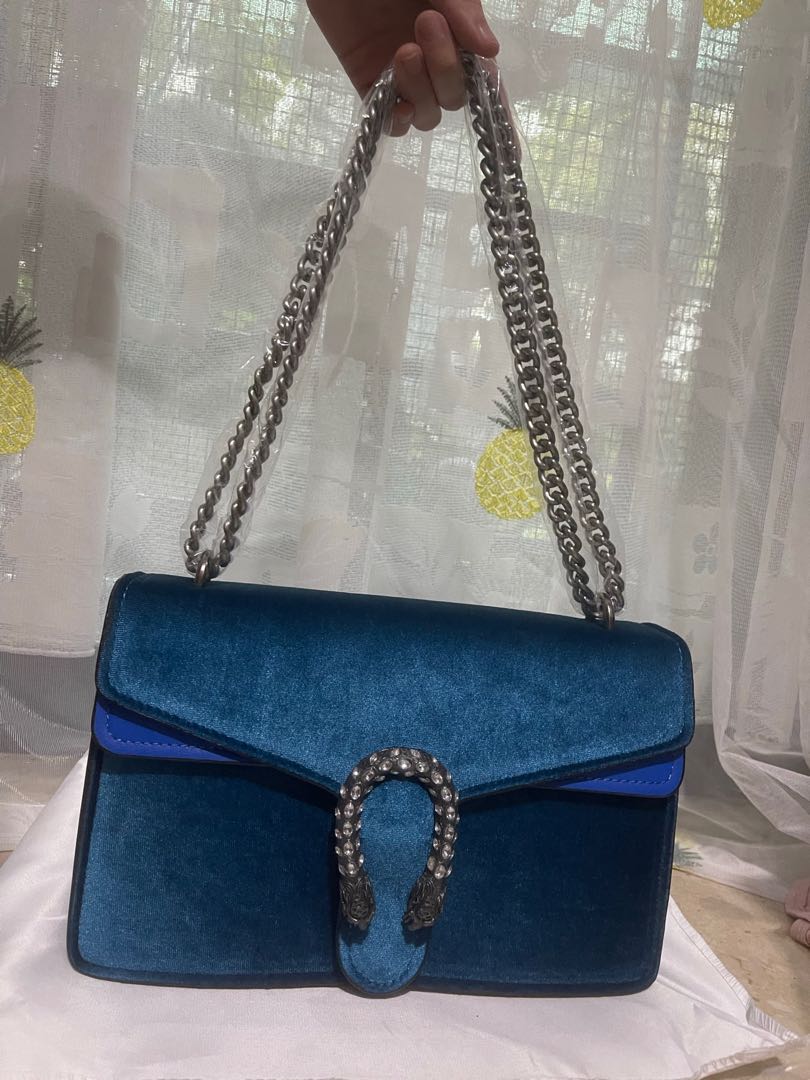 Velvet Big blue bag, Women's Fashion, Bags & Wallets, Cross-body Bags ...