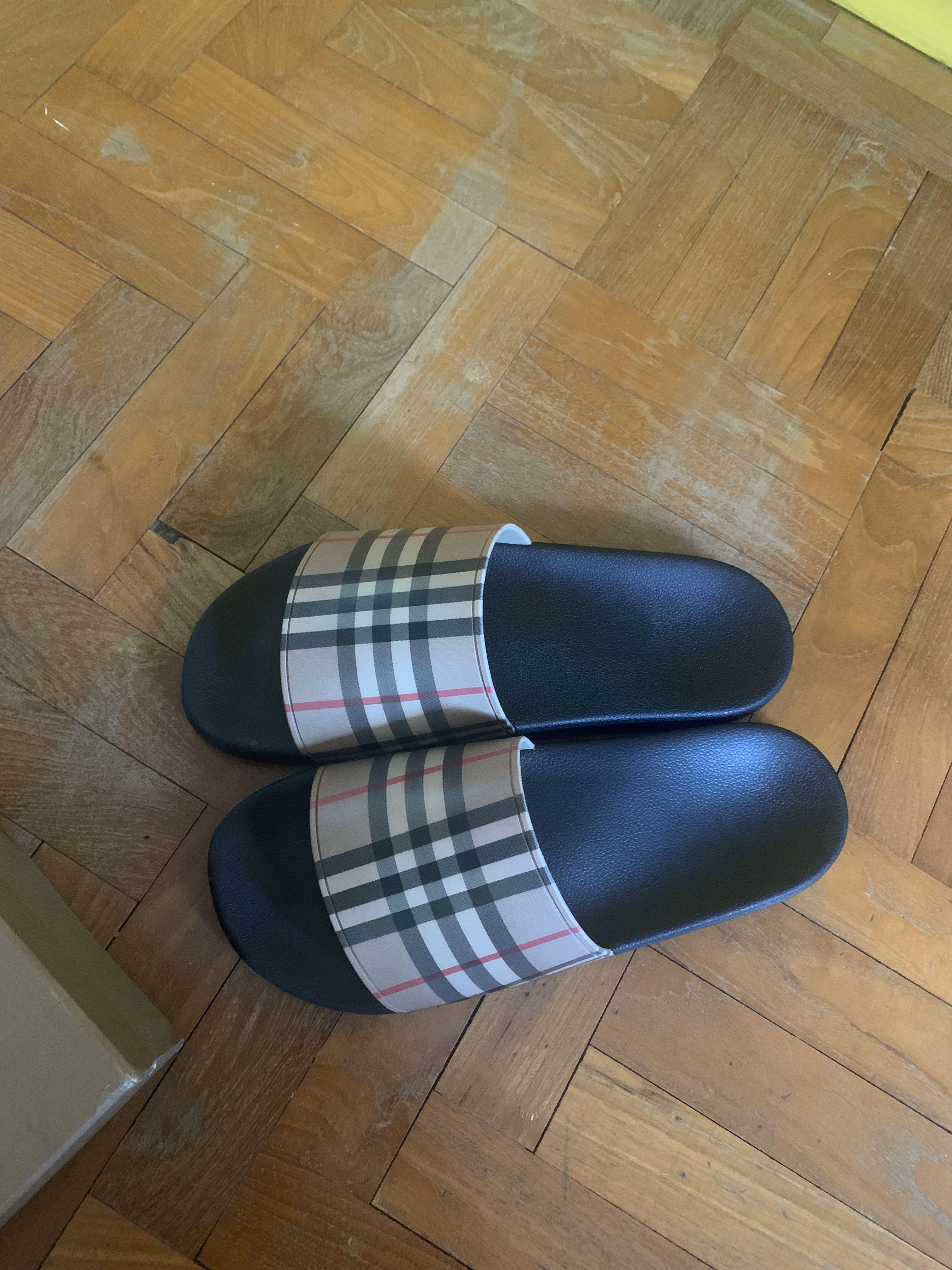 Burberry Slides, Men's Fashion, Footwear, Flipflops and Slides on Carousell