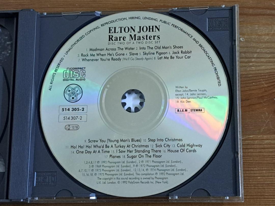 CD Elton John rare masters 2CD 1992年舊版 Made in Germany (極新淨), 興趣及遊戲, 音樂 ...