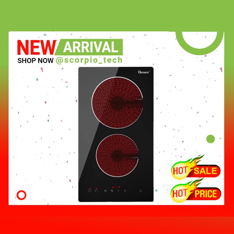 Electric Cooktop 2 Burners Built-in 12" Ceramic Cooktop GIONIEN Double ...