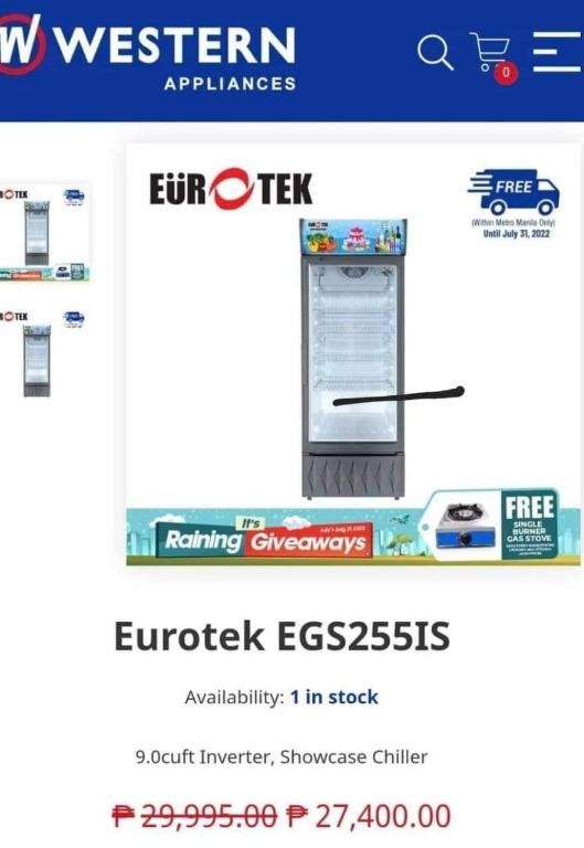 Eurotek Inverter Glass ShowCase, TV & Home Appliances, Kitchen ...