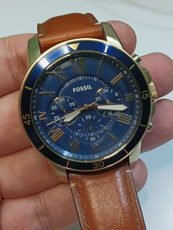 FOSSIL GRANT CHRONOGRAPH GOLD STAINLESS STEEL FS5268 BROWN LEATHER ...