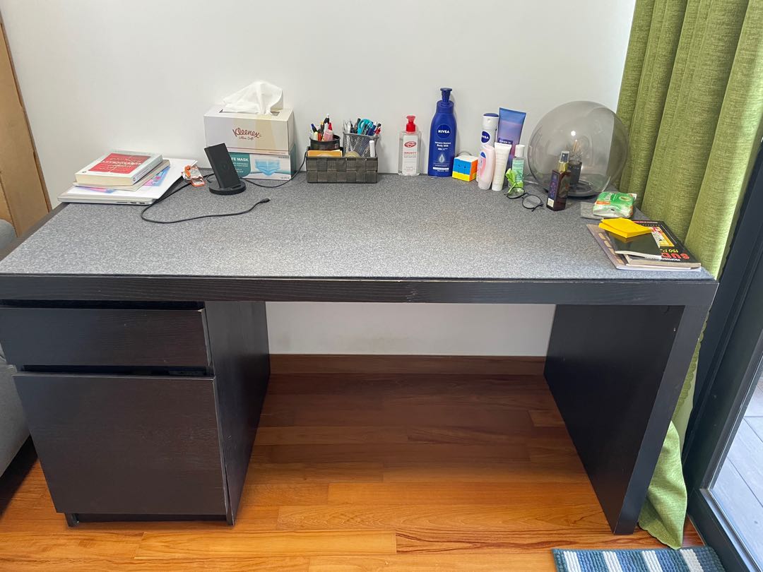 Ikea Malm Wooden Desk, Furniture & Home Living, Furniture, Tables ...