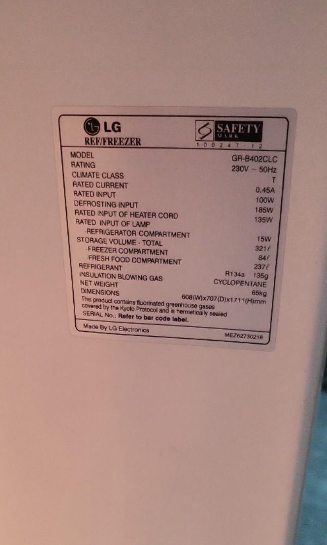 LG 2 door fridge, TV & Home Appliances, Kitchen Appliances ...