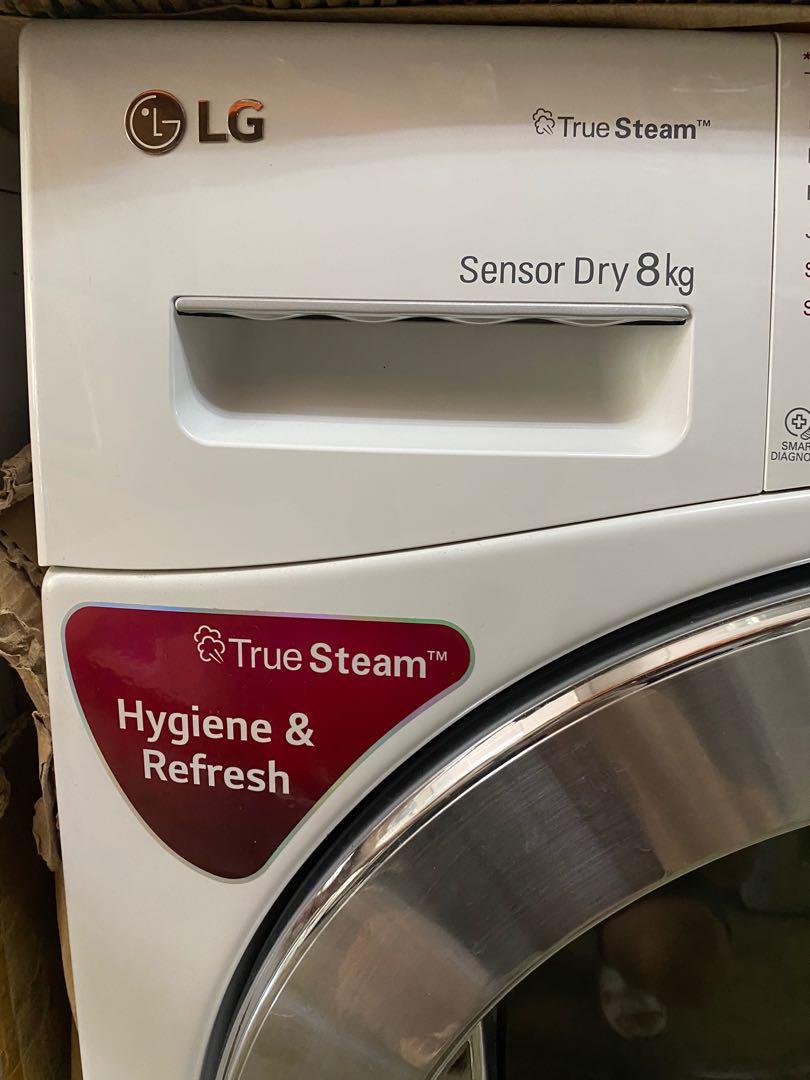 LG 8KG Sensor Dry True Steam Condenser Dryer, TV & Home Appliances ...