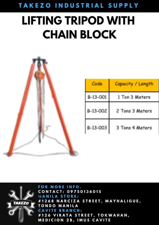 Lifting Tripod with Chain Block, Commercial & Industrial, Industrial ...