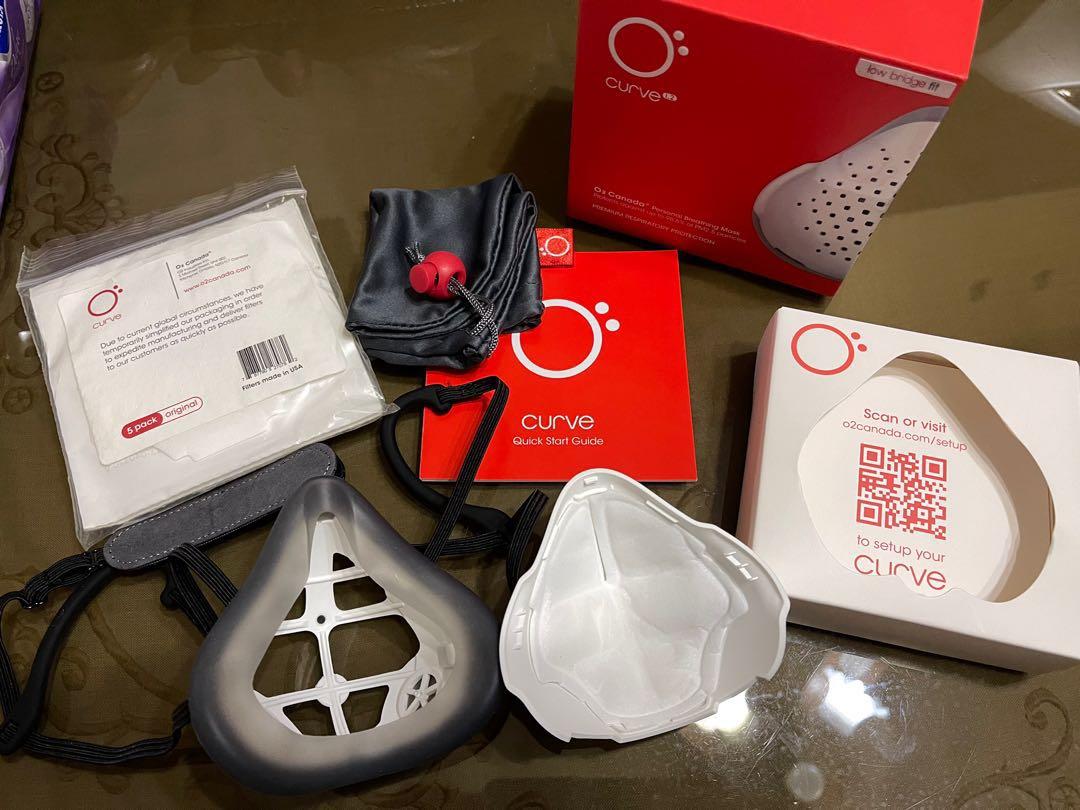 O2 Curve by O2 Canada personal breathing mask, Health & Nutrition, Face ...