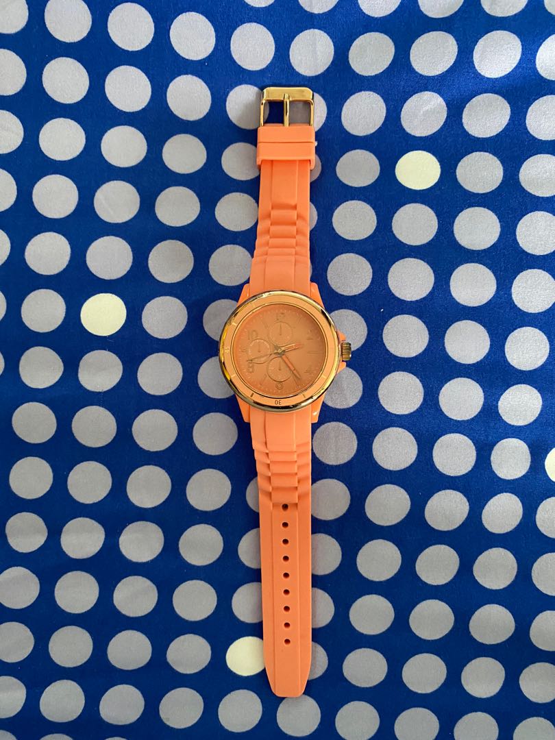 Peach Rubber Watch, Women's Fashion, Watches & Accessories, Watches on ...
